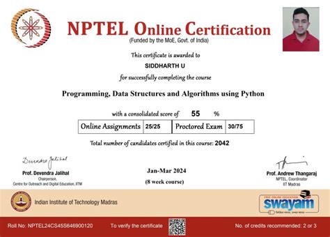Datastructures Algorithms Python Nptel Certification Learning