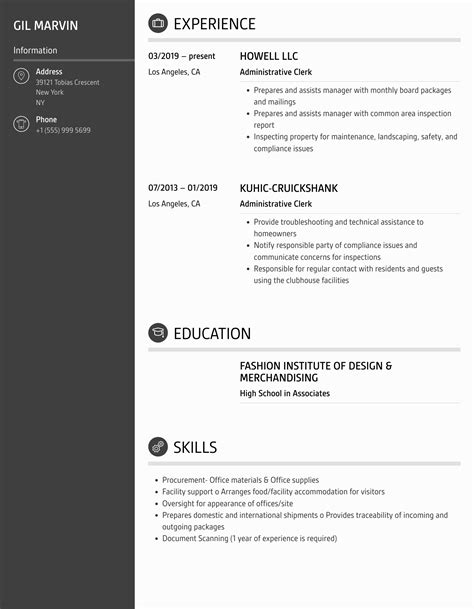 Administrative Clerk Resume Samples Velvet Jobs