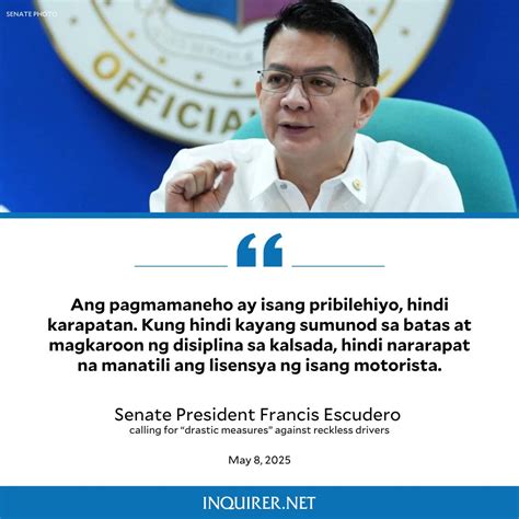 INQUIRER.net - Senate President Francis "Chiz" Escudero urges stricter road discipline by ...