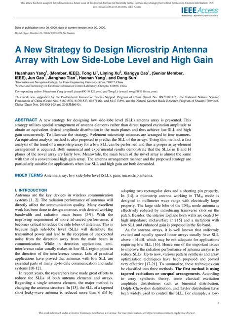 PDF A New Strategy To Design Microstrip Antenna Array With Low Side Lobe Level And High Gain