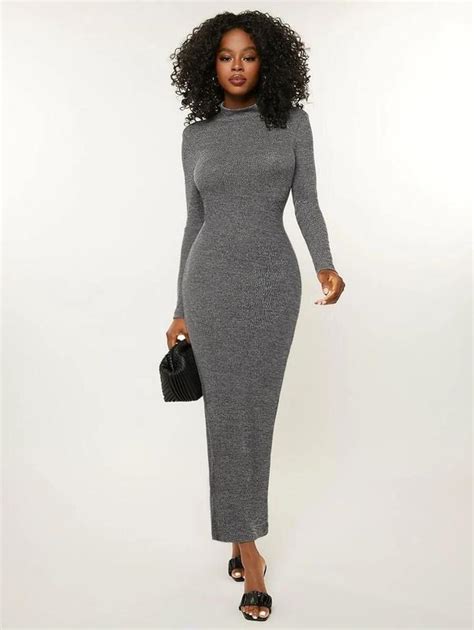 Максі сукня в рубчик Shein довге плаття по фігурі сукня в рубчик — ціна 474 грн у каталозі