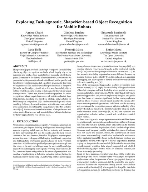 pdf exploring task agnostic shapenet based object recognition for mobile robots