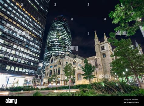 View Of Famous Gherkin Building And St Andrew Undershaft Church At