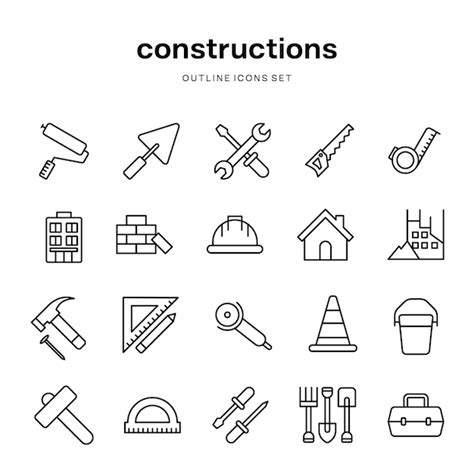Premium Vector Set Of Construction Tools Outline Icons Collections