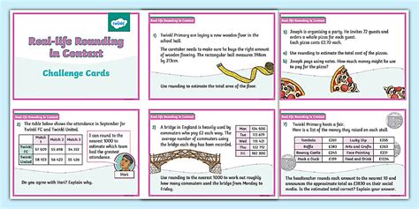👉 Real Life Rounding In Context Challenge Cards Twinkl