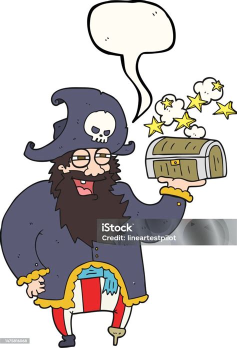 자유형 그린 연설 거품 만화 보물 상자를 가진 해적 선장 귀여운에 대한 스톡 벡터 아트 및 기타 이미지 귀여운 기이함