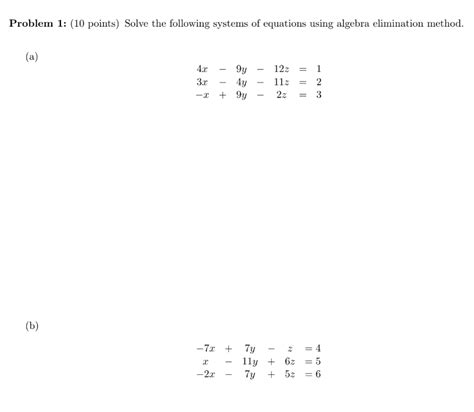 Solved Problem 1 10 Points Solve The Following Systems Of