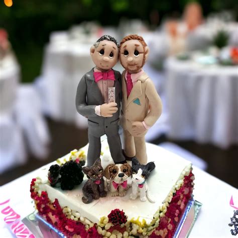 Same Sex Male Wedding Caketopper Personalized Grooms Keepsake By Lynns Babe Creations Etsy