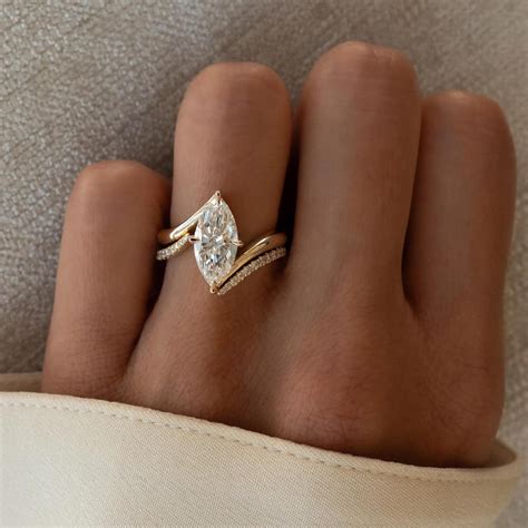 Marquise Engagement Ring Gold Wedding Band Marquis Cut Engagement