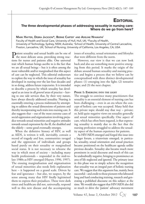 PDF The Three Developmental Phases Of Addressing Sexuality In Nursing Care Where Do We Go