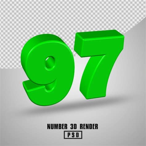 Premium Psd 3d Render Number 97 Green Color