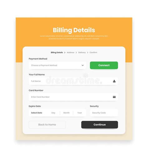 Billing Form And Add Payment Web User Interface Design Template Stock