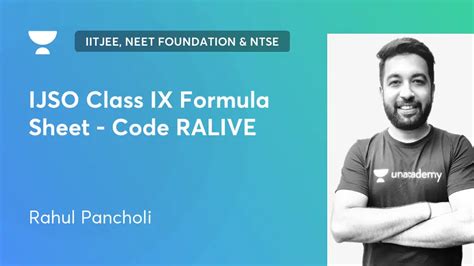Foundation Ijso Class Ix Formula Sheet Code Ralive By Unacademy