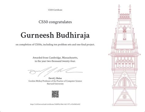 Gurneesh Budhiraja On Linkedin Thank You David J Malan For Teaching This Course Looking