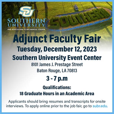 Southern University To Hold Job Fair For Adjunct Faculty On December 12 Southern University
