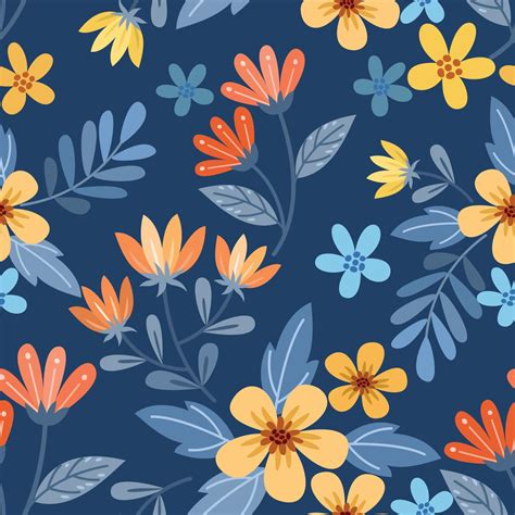 Colorful Hand Draw Flowers Seamless Pattern 22051830 Vector Art At Vecteezy