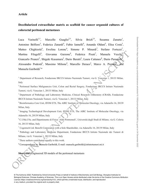 Pdf Decellularized Extracellular Matrix As Scaffold For Cancer Organoid Cultures Of Colorectal