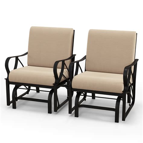 Gymax 2 Piece Outdoor Patio Glider Chair Furniture For Balcony Porch