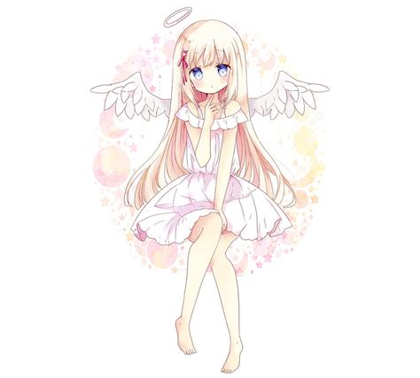 Anime Angel Girl With White Hair