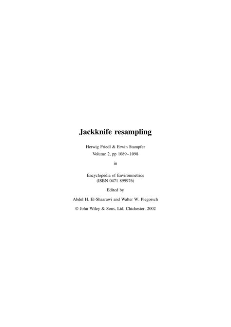 Pdf Jackknife Resampling