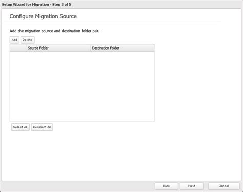 7 Select A Migration Source Folder From The Drop Down List If No