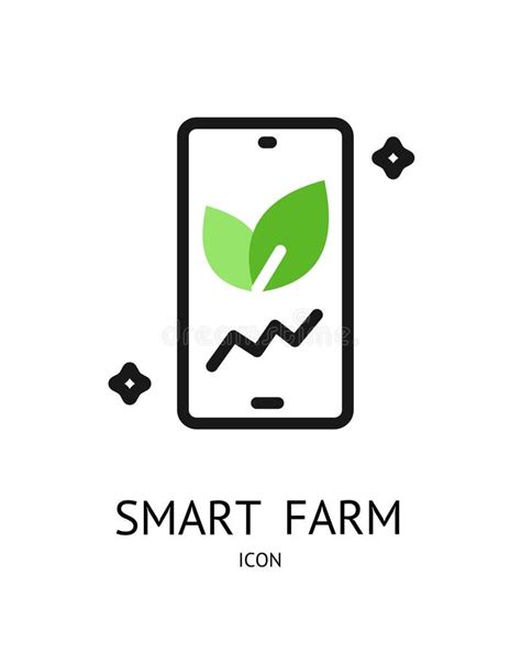 Smart Farm Sign Thin Line Icon Emblem Concept And Smartphone Device