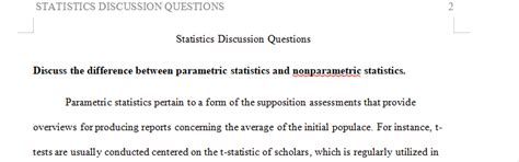 Discuss The Difference Between Parametric Statistics And Nonparametric Statistics Essay Counter