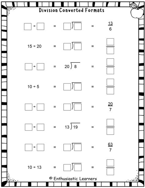 Division With Converted Format Fill The Missing Divisor And Dividend