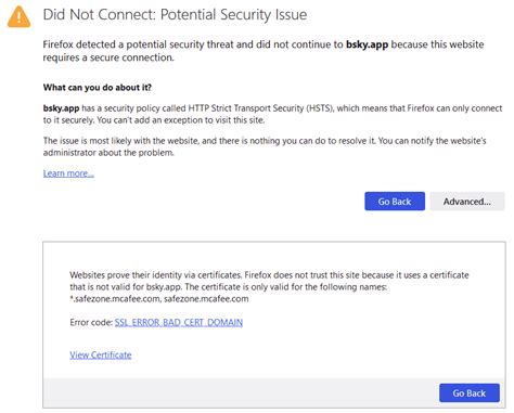 Firefox Did Not Connect Potential Security Issue Rblueskysocial