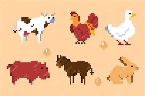 평면 디자인 픽셀 아트 캐릭터 컬렉션 무료 벡터