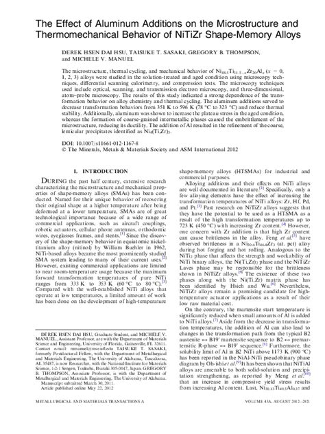 Pdf The Effect Of Aluminum Additions On The Microstructure And