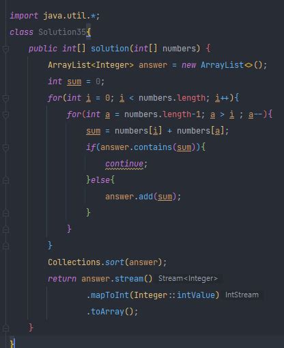 [알고리즘 공부] 프로그래머스 두 개 뽑아서 더하기 java