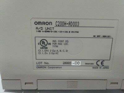 Omron Corporation C H AD A D UNIT INPUT ANALOG MODULE Industrial SOL Pte Ltd
