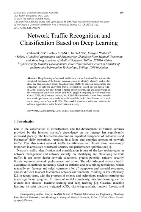 pdf network traffic recognition and classification based on deep learning