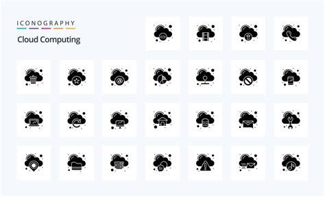 25 Cloud Computing Solid Glyph Icon Pack 18668800 Vector Art At Vecteezy