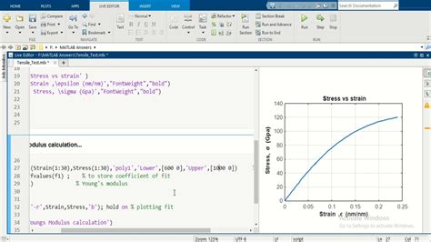 How To Calculate Youngs Modulus Using Matlab Youtube