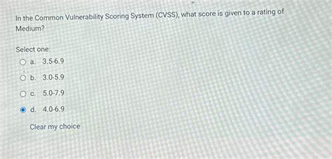 Solved In The Common Vulnerability Scoring System Cvss