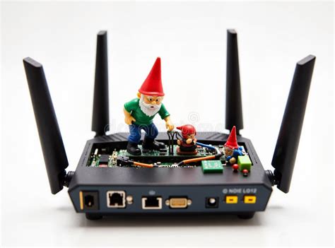 Tiny Figures In Microworld Setting Work On Electronics Fixing A Wi Fi Router And Microchip