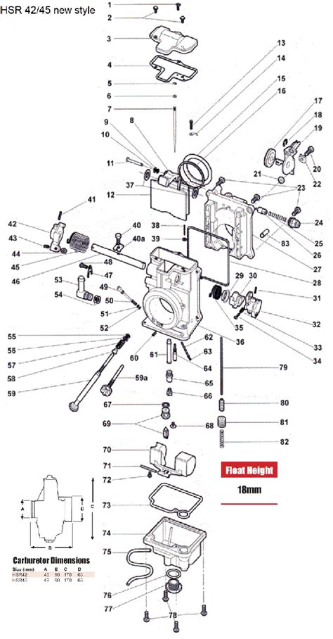 MIKUNI HSR42 HSR45 HSR48 NEW STYLE CARB EXPLODED VIEW - Jets R Us