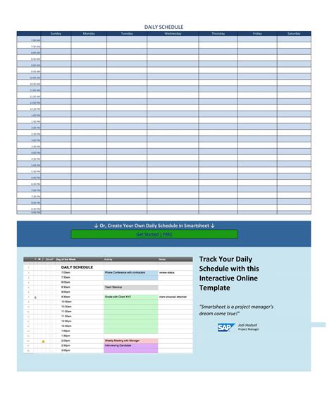 Excel Template Daily Schedule