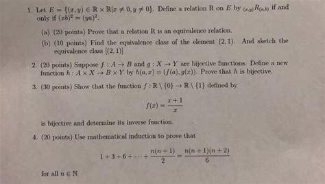 solved 1 let e r y er x rr 0 y 0 define a relation r