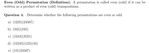 Solved Even Odd Permutation Definition A Permutation Is