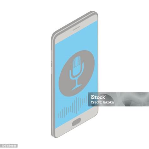 마이크 단추와 음파 스마트폰의 아이소메트릭 이미지 음성 인식 가상 길잡이의 개념입니다 벡터입니다 개념에 대한 스톡 벡터 아트 및 기타 이미지 Istock