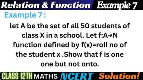Example 7 Chapter1 Relation And Function Class 12 Math Example 7 Class12 Ch 1 Ncert Maths Youtube