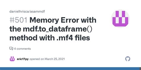 Memory Error With The Mdf To Dataframe Method With Mf Files Issue Danielhrisca