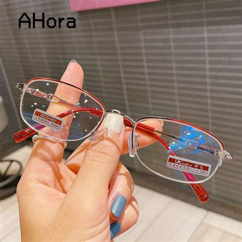 Ahora Metal Half Frame Presbyopic Reading Glasses For Women Elegent Ladies Anti Blue Light
