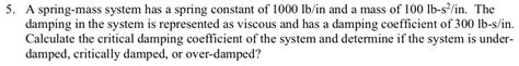 Solved 5 A Spring Mass System Has A Spring Constant Of