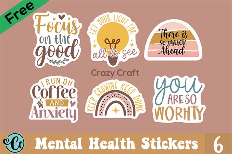 Free Mental Health Stickers Designs Graphic by Crazy Craft · Creative ...