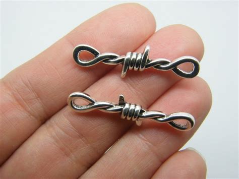 Rope Barbed Wire Bondage Connector Charms Antique Silver Tone G Etsy