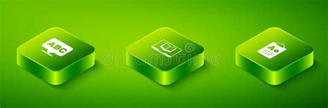 Set Isometric Online Class Exam Sheet With A Plus Grade And Alphabet Icon Vector Stock